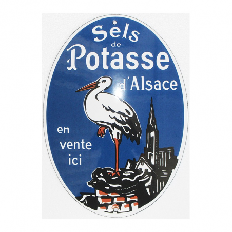 Potasse d'Alsace - Plaque émaillée ovale et vintage