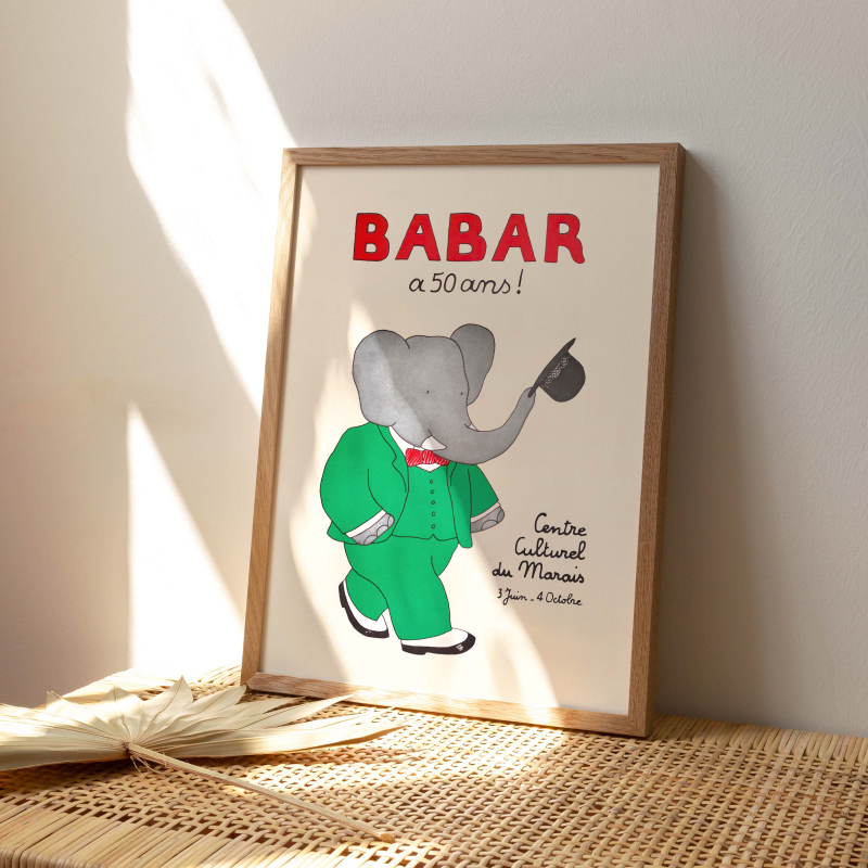 Babar a 50ans - Affiche Babar pour chambre d'enfant